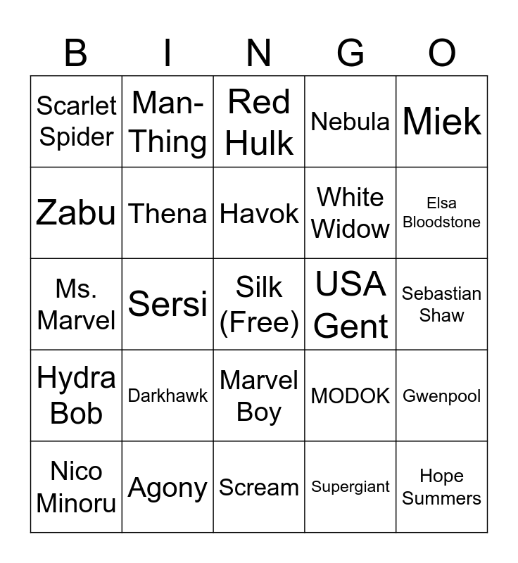 Series Drop Bingo Card