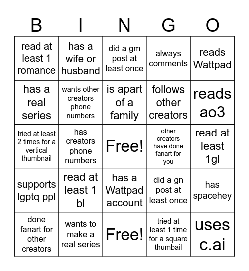 Webtoon Bingo creator Ver Bingo Card