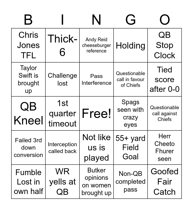 Superb Owl '25 Bingo Card
