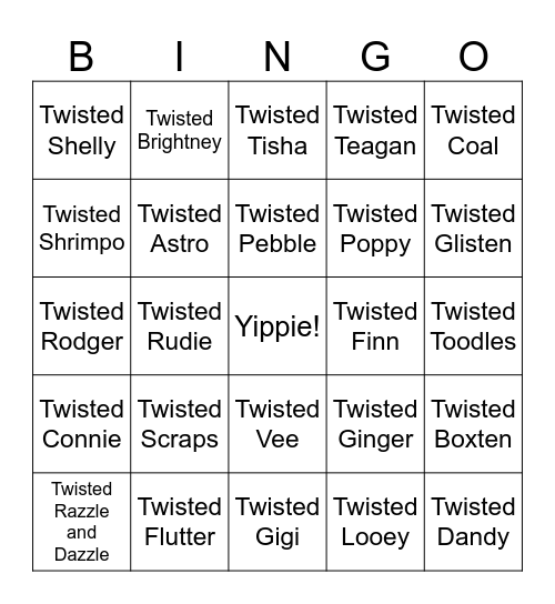 Dandy World Bingo Card