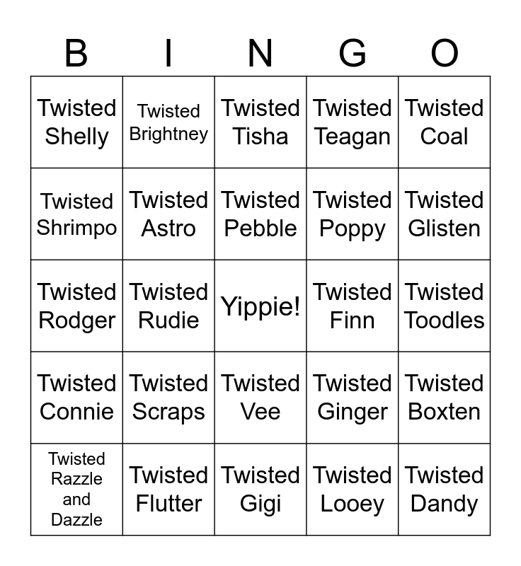 Dandy World Bingo Card