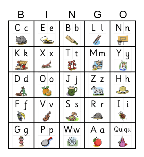 Phonics Bingo Card
