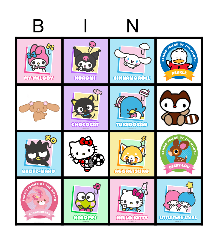 Sanrio Bingo Card