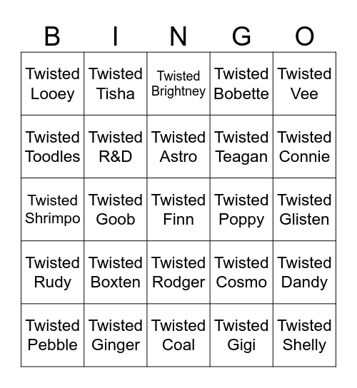 Twisted Bingo Card