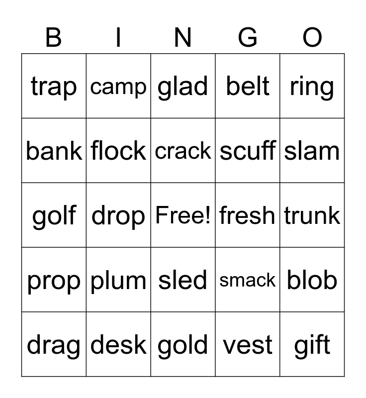 Blends Bingo Card
