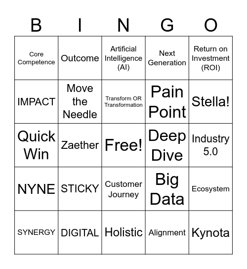 Buzz Word Bingo Card
