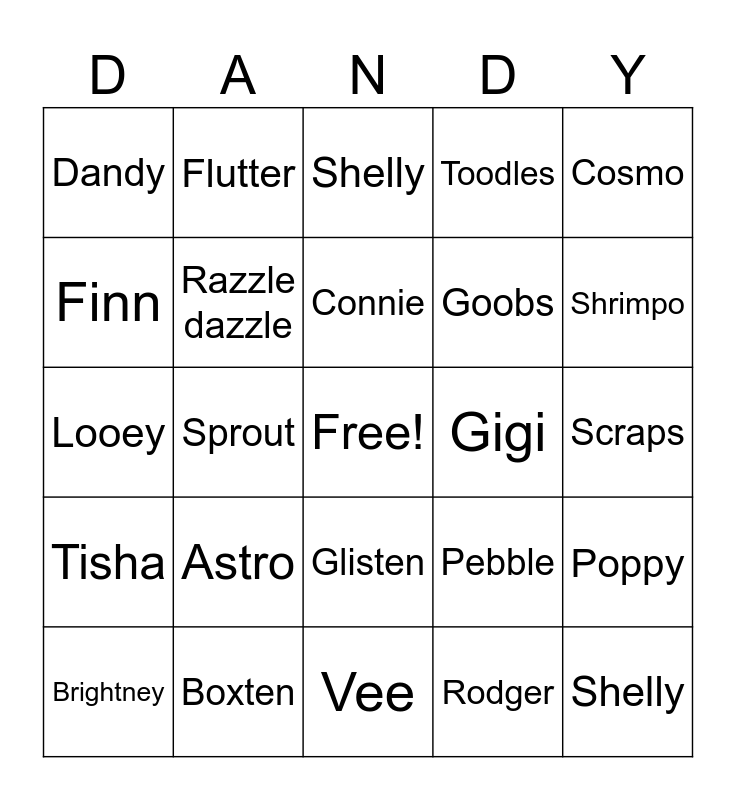 Bingo dandy's world Bingo Card