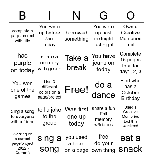 Les Fest Weekend Bingo Day 3 Bingo Card