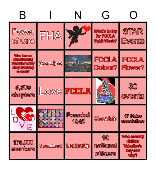 FCCLA Love and Bingo Bash Bingo Card