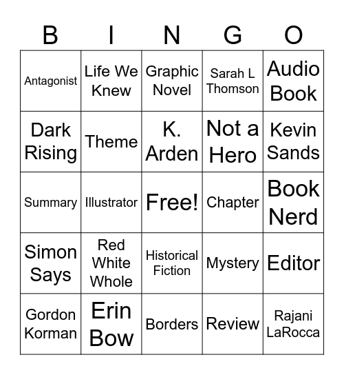 Battle of the Books Bingo Card