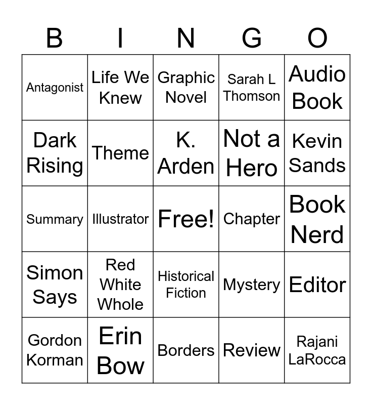 Battle of the Books Bingo Card