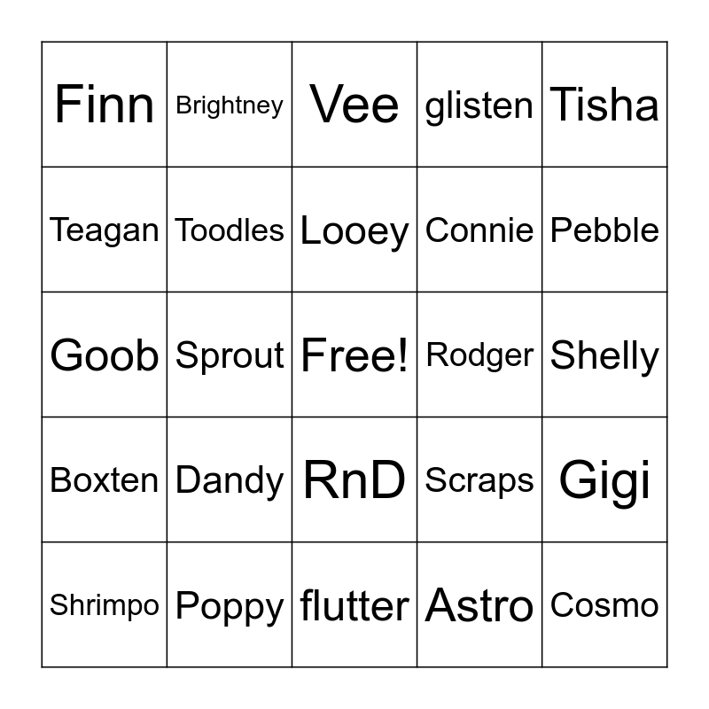 Twisted Bingo Card