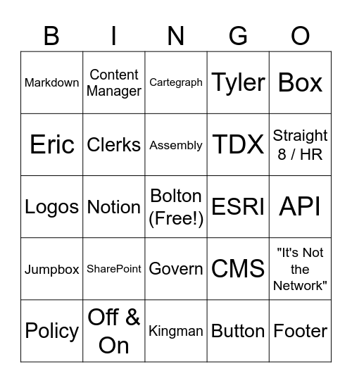 IT Bingo! Bingo Card