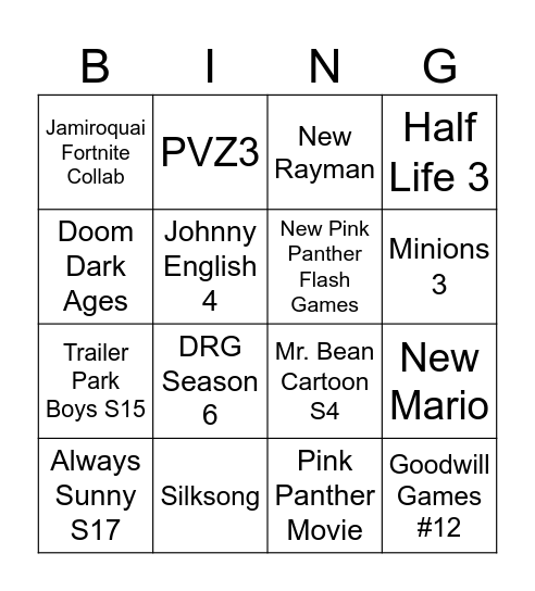 Old Norm Bingo Card