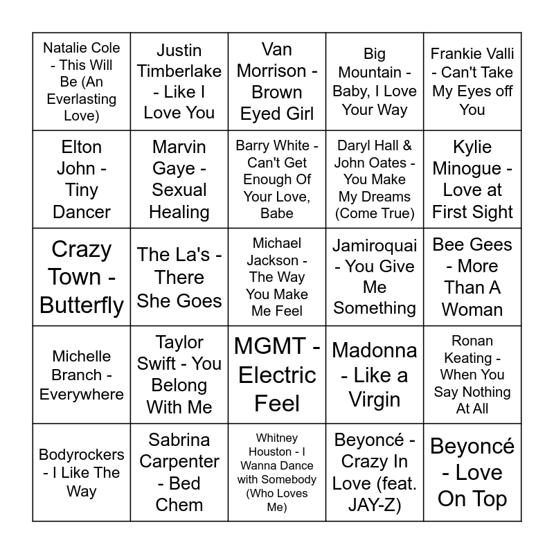 Bingo: Sweet Bingo Card