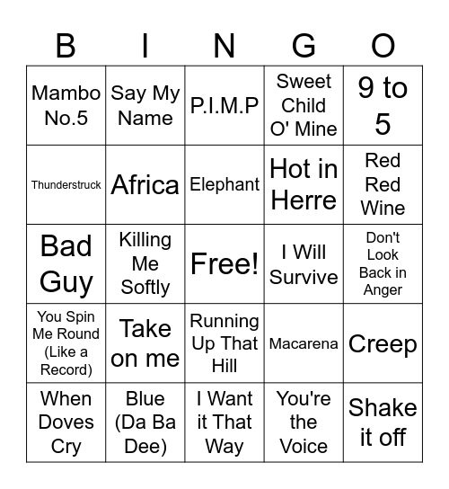 Covers Bingo Card