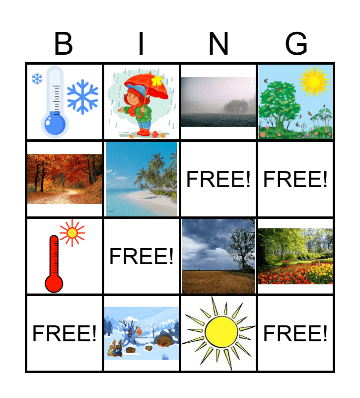 La météo Bingo Card