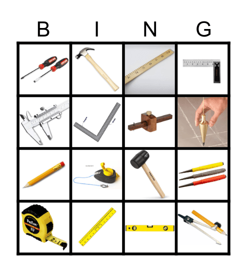 Carpentry Tools and Equipment Bingo Card