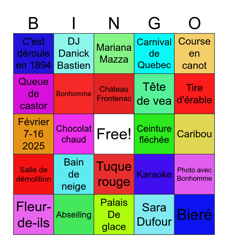 Fête francophone: Carnaval Bingo Card