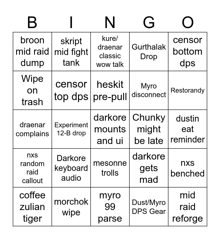 BH 25m Bingo Card