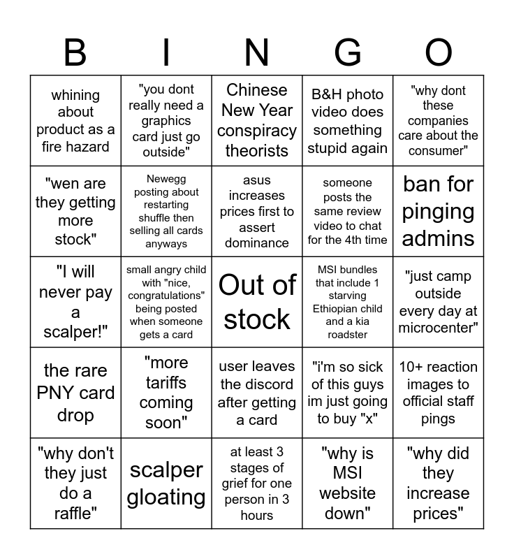 5000 series hunt bingo Card