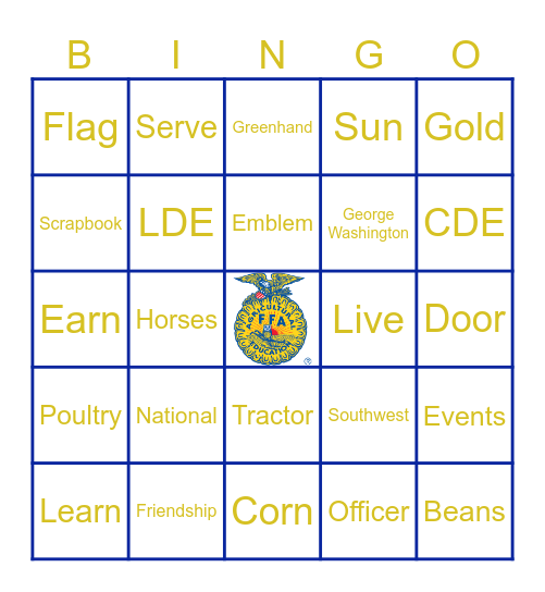 FFA Bingo Card