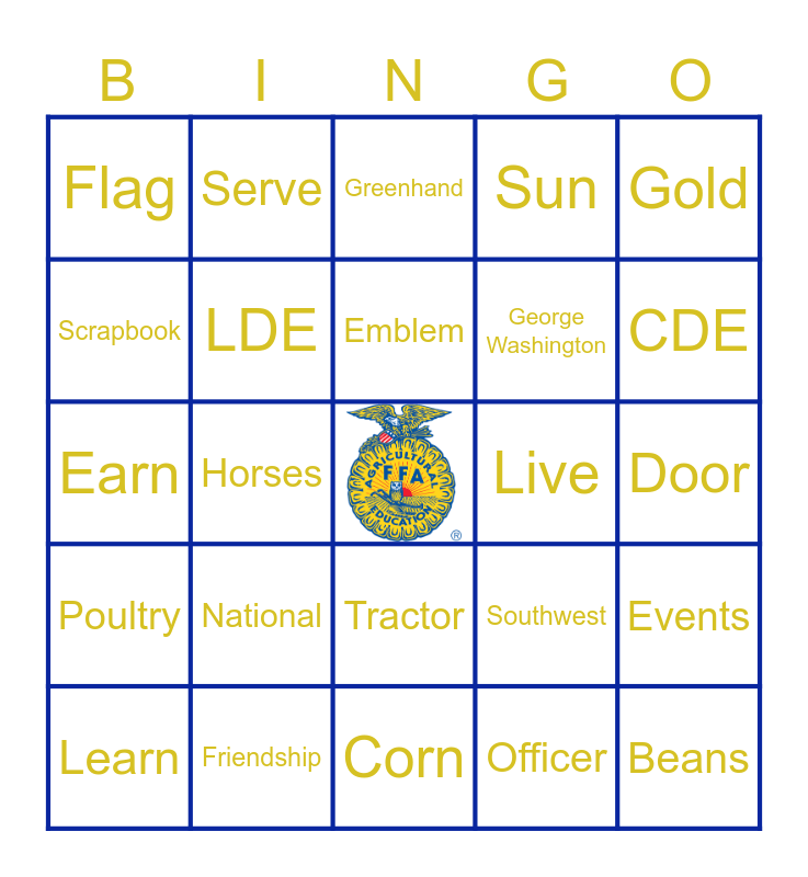 FFA Bingo Card