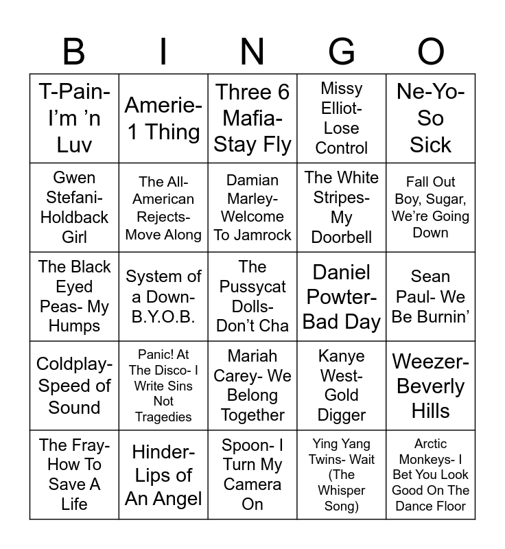 Radio Bingo Class of 2005 Bingo Card