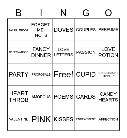 Valentine's Day Bingo Card