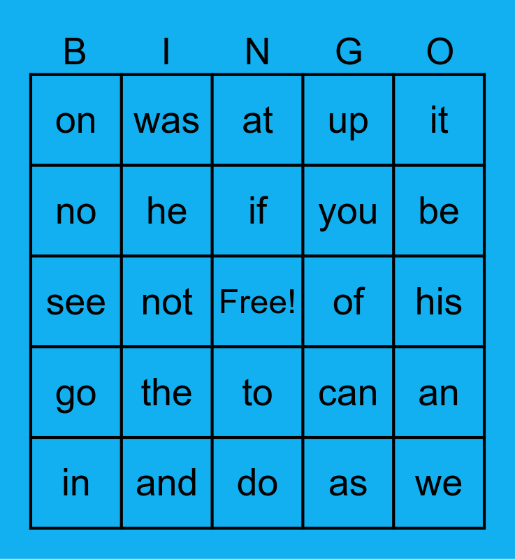 109 Power Words Bingo Card