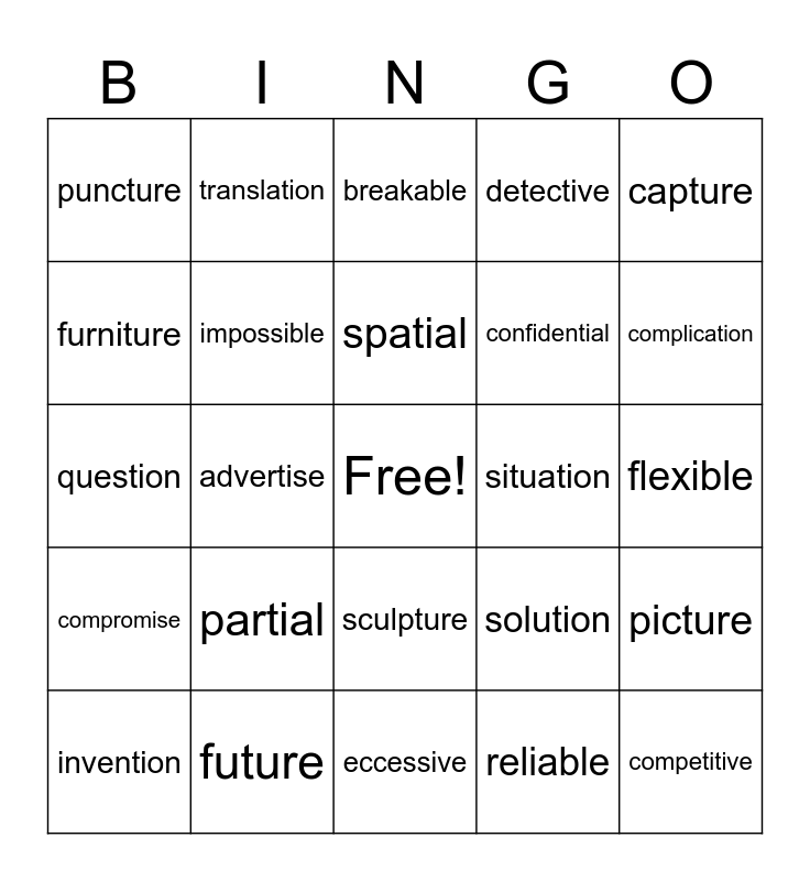 REWARDS Bingo Card