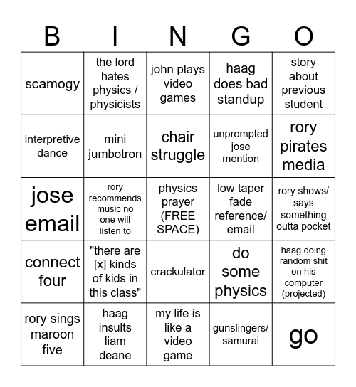 physics reg 2025 Bingo Card