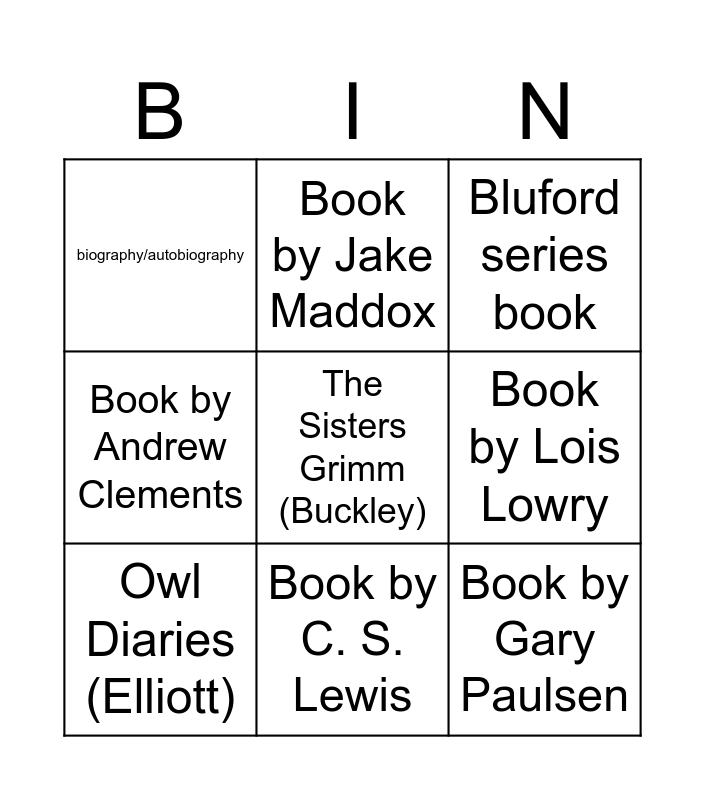 Read Across America Bingo Card
