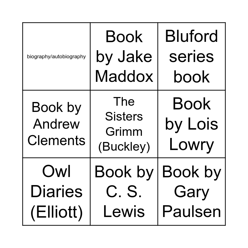 Read Across America Bingo Card