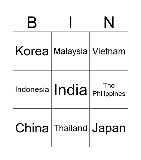 Cultural Energizer Bingo Card