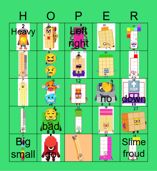 Number blocks Bingo Card