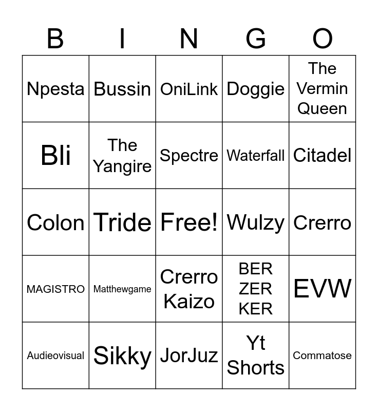 GD AWARDS 2025 NOMINATION Bingo Card