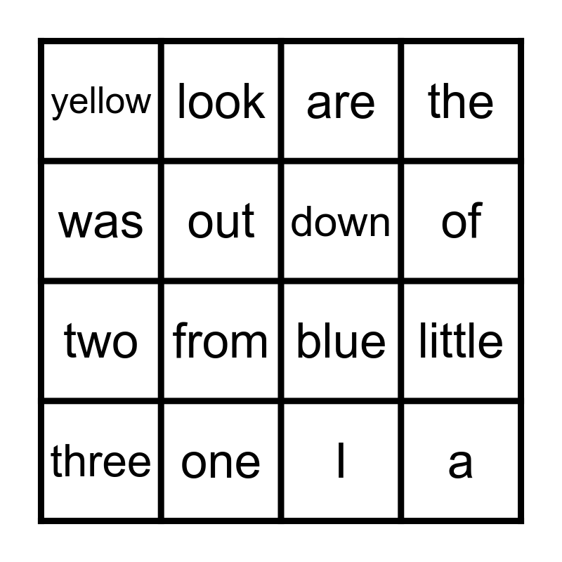tricky words bingo Card