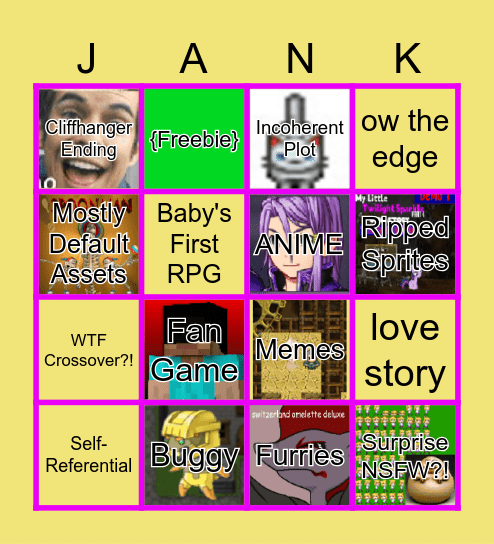 RPG Maker Cliché Bingo Card