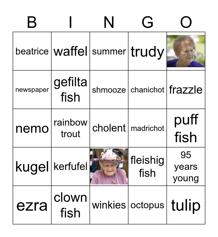 OLD LADIES TOCHNIT: Bingo Card