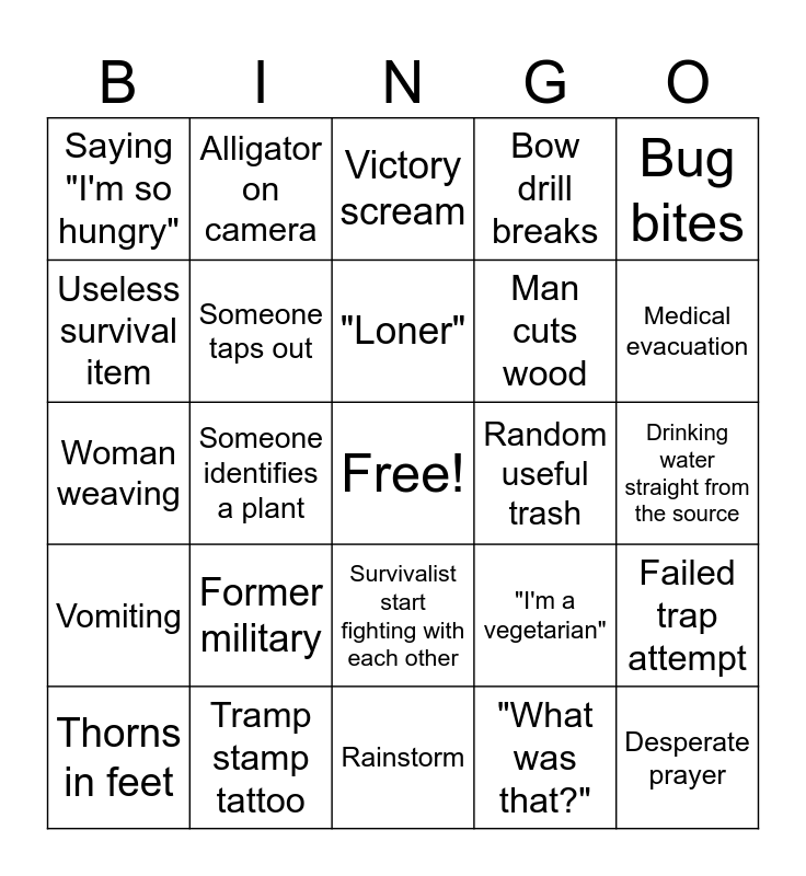 Nakey and Scared Bingo Card