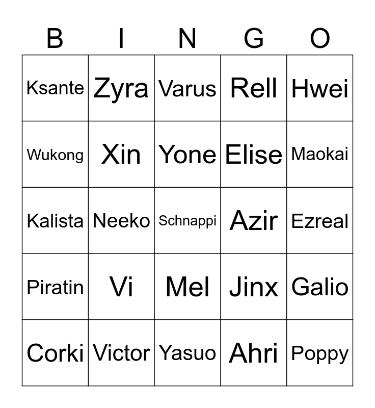 LEC Gixi Bingo Card