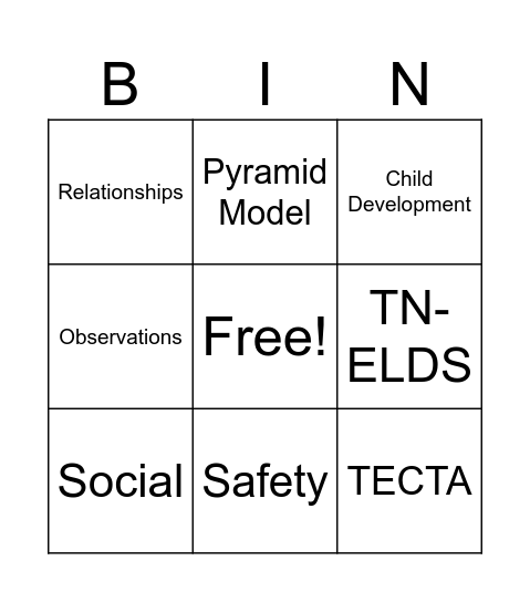 TECTA Bingo Card