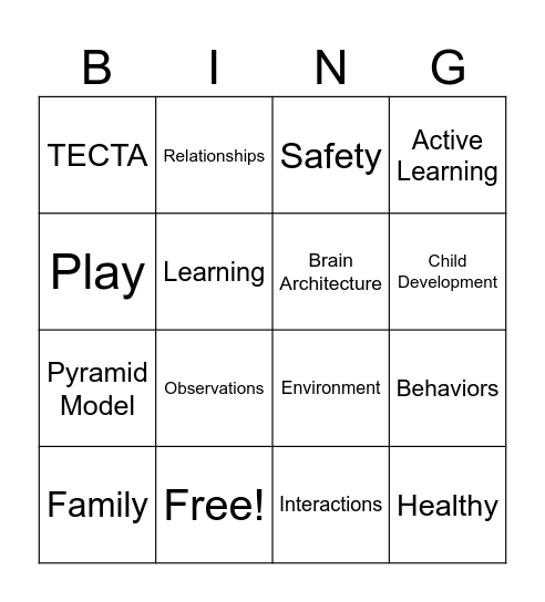 TECTA Bingo Card