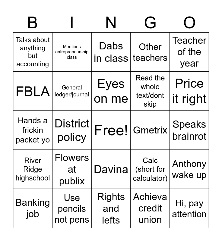 Mallo Oreo bingo Card