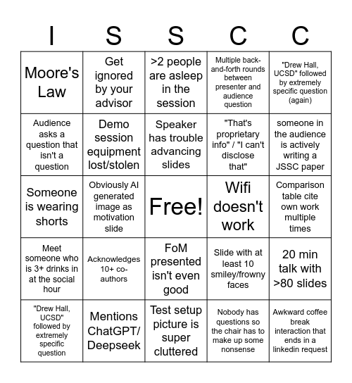 ISSCC Bingo Card