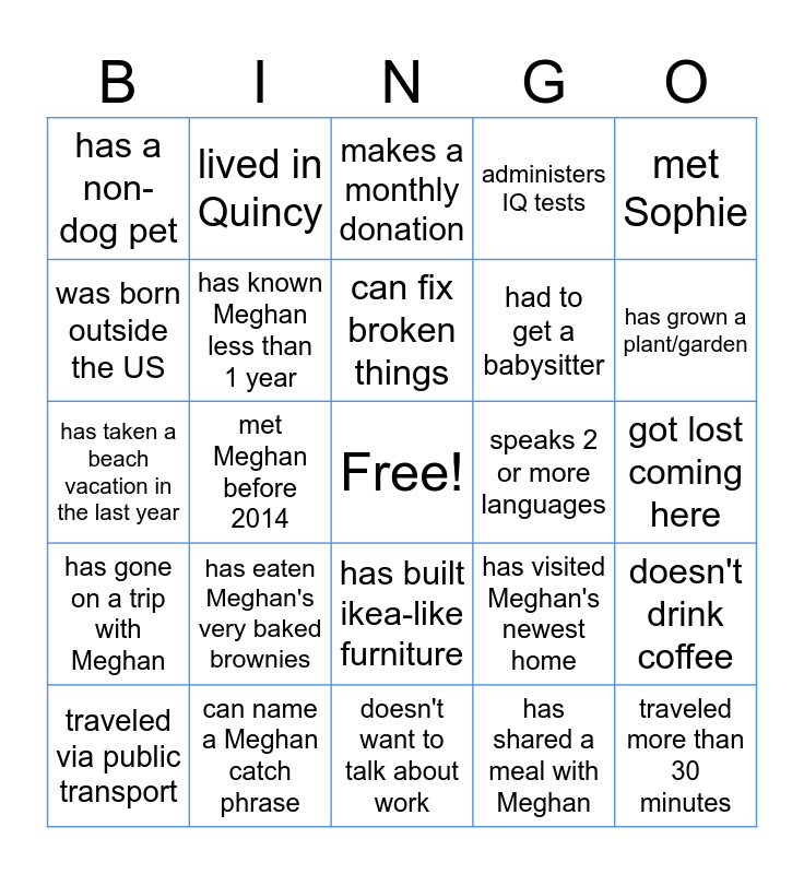 Mix and Mingle Bingo - find someone who... Bingo Card