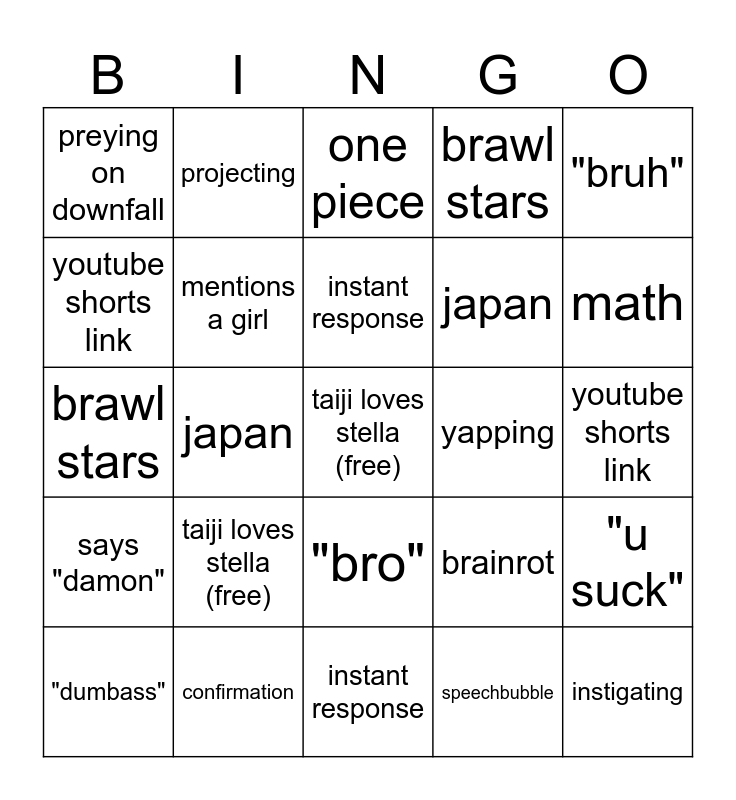 taiji bingo Card