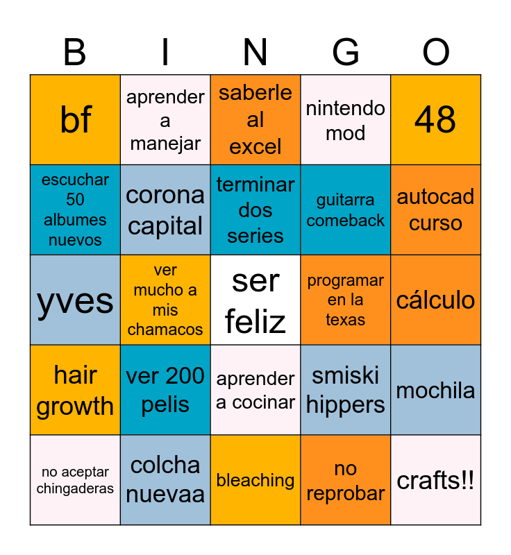 yo en 2025 Bingo Card