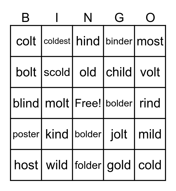 Kind Old Wild Ghost Bingo Card